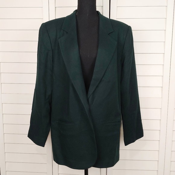 Sag Harbor | Jackets & Coats | Vintage Forest Green Wool Blazer Jacket ...